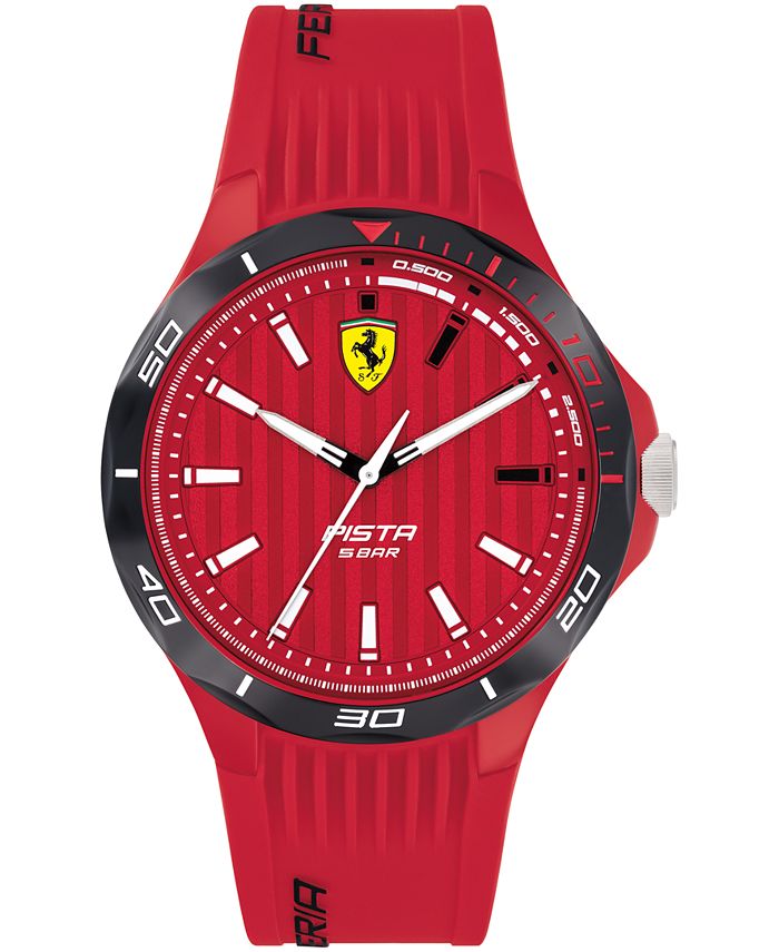 Ferrari Men's Pista Red Silicone Strap Watch 44mm - Macy's