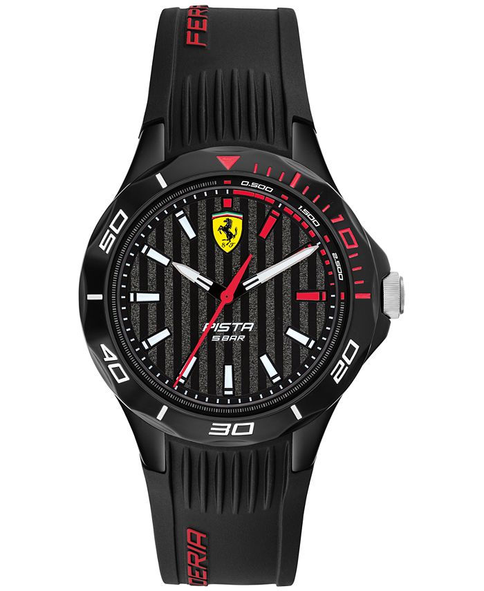 Ferrari Unisex Pista Black Silicone Strap Watch 38mm - Macy's