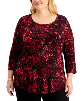 JM Collection Plus Size Printed Top, Created for Macy's - Macy's