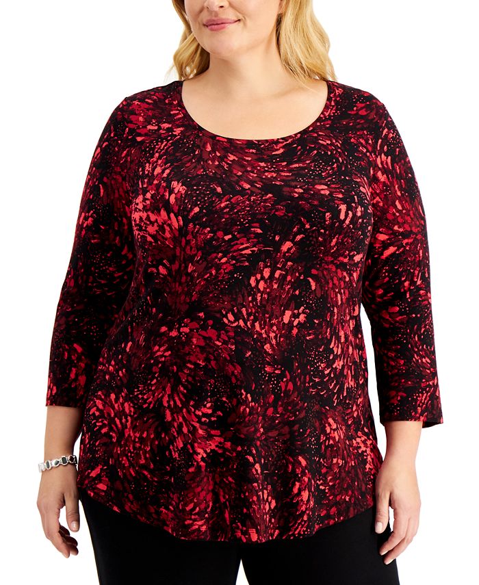 JM Collection Plus Size Printed Top, Created for Macy's - Macy's