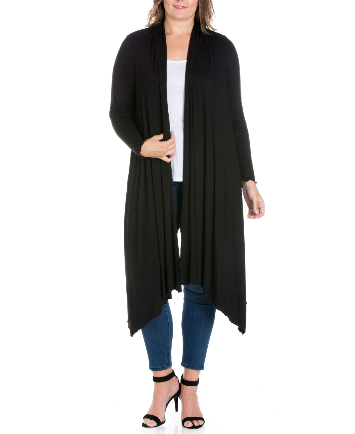 Click here for Womens Plus Size Extra Long Open Front Cardigan -... prices