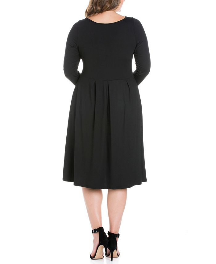 24seven Comfort Apparel Women's Plus Size Fit and Flare Midi Dress - Macy's