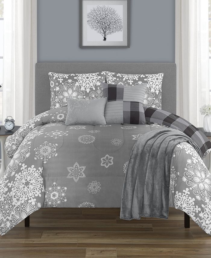 Sanders Snowflakes King Comforter Set, 6 Piece - Macy's