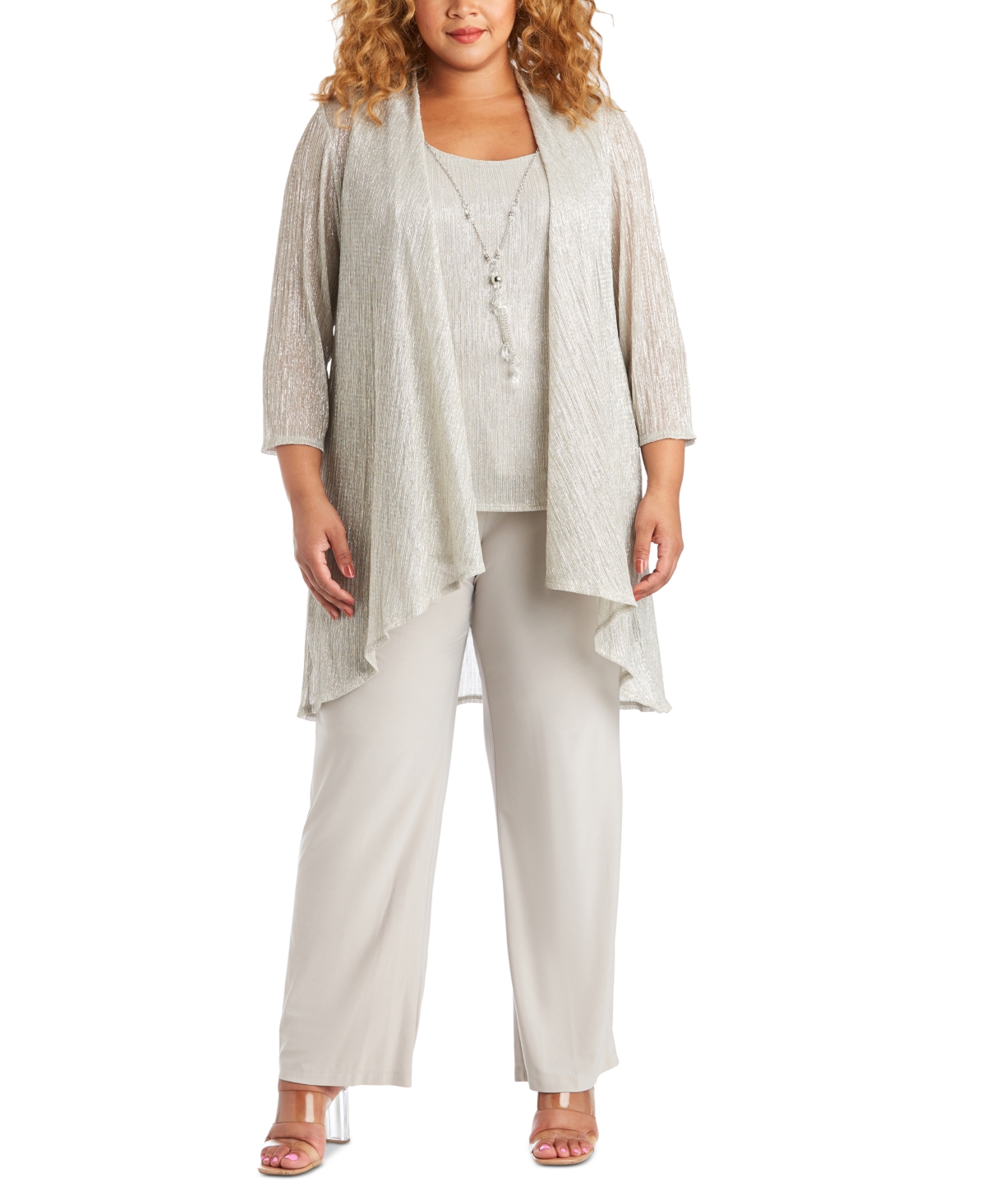 Click here for R & M Richards Plus Size 3-Pc. Metallic Jacket  Ne... prices
