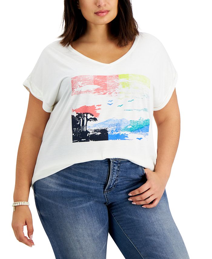 Style & Co Graphic-Print Top, Created for Macy's - Macy's