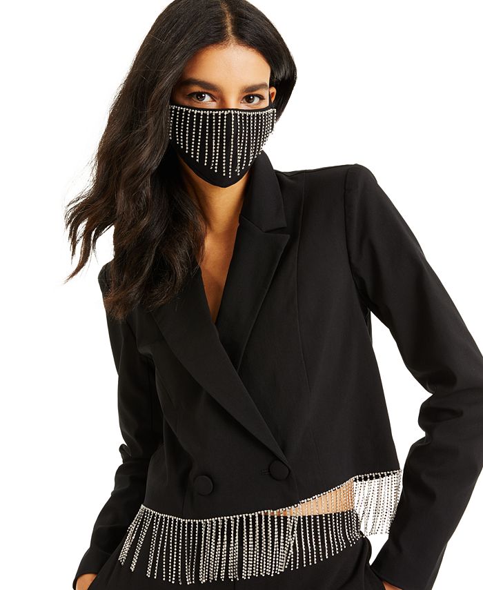 INC International Concepts CULPOS X INC Rhinestone-Fringe Face Mask ...