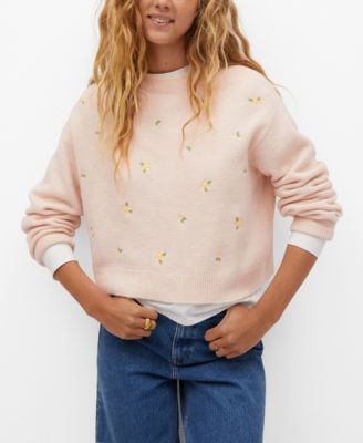 MANGO Women's Knit Embroidered Sweater - Macy's