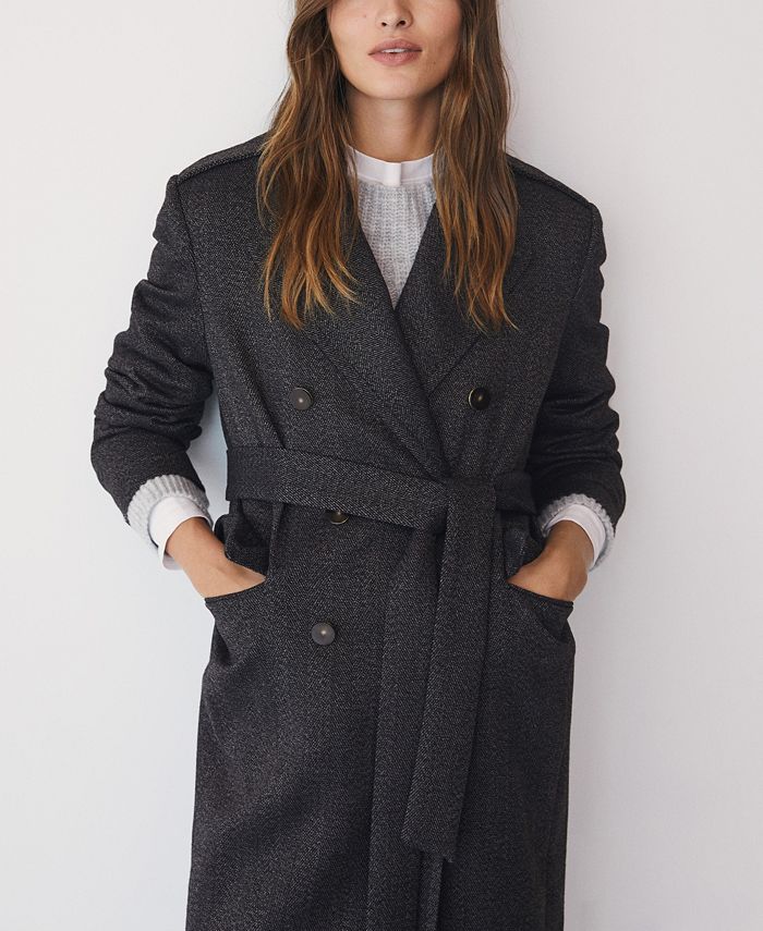 MANGO Women's Double-Breasted Wool Coat - Macy's