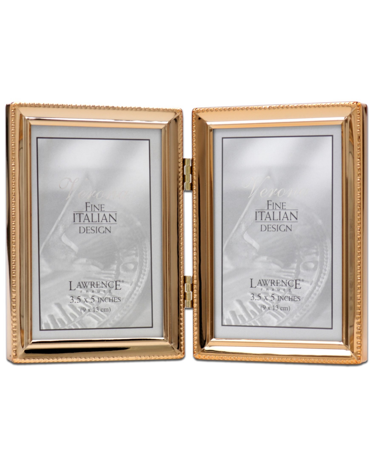 Click here for Polished Metal Hinged Double Picture Frame - Bead... prices