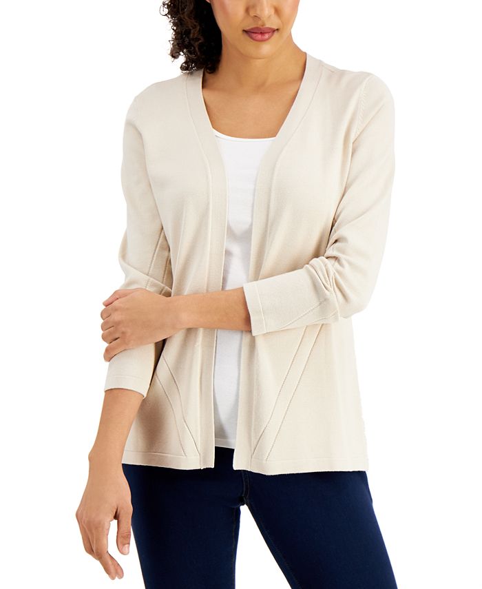 Karen Scott Open-Front Pointelle Cardigan, Created for Macy's - Macy's