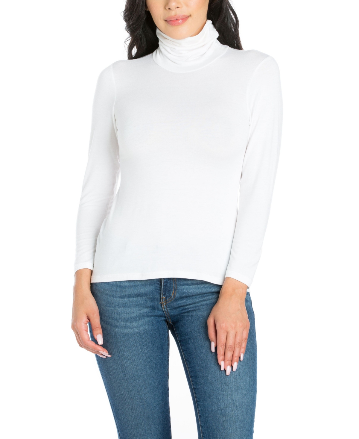 Click here for Womens Classic Long Sleeve Turtleneck Top - White prices