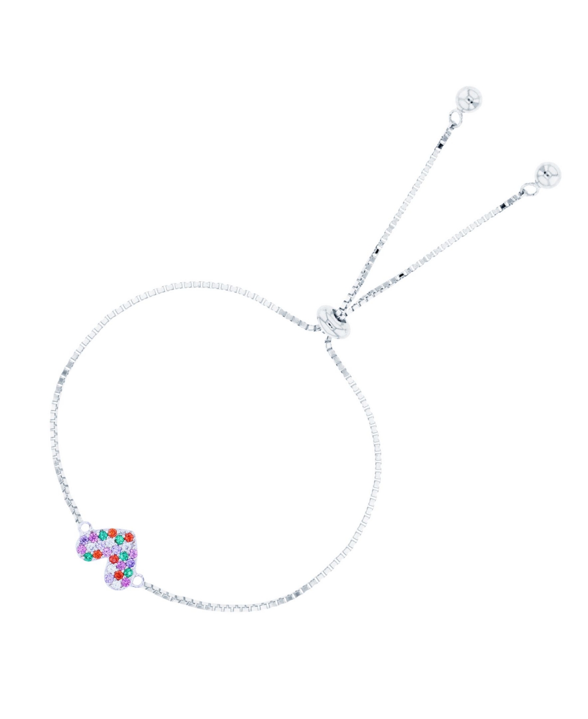 Click here for Cubic Zirconia Micro Pave Heart Adjustable Bolo Br... prices
