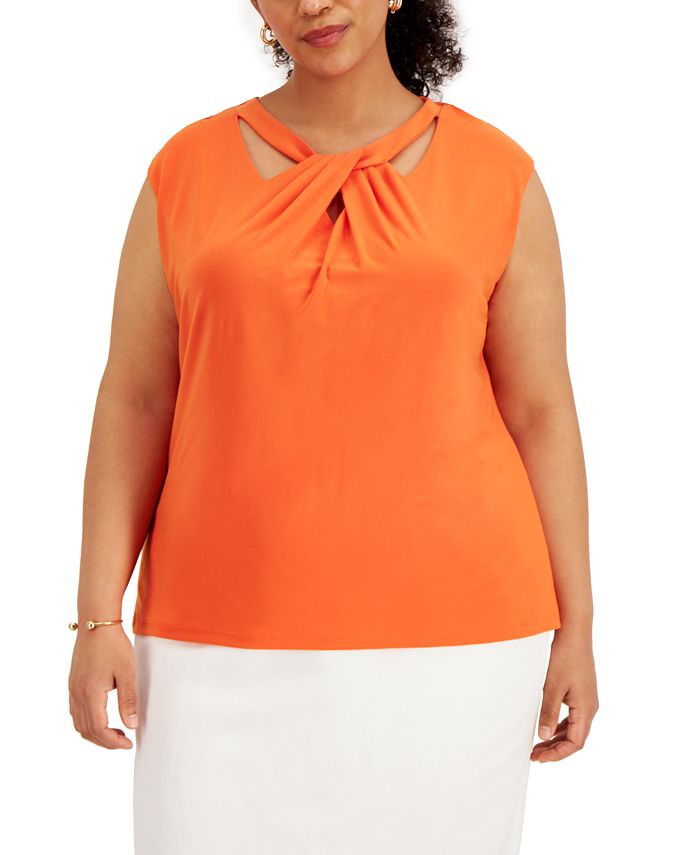 Kasper Plus Size Criss-Cross-Neck Top - Macy's
