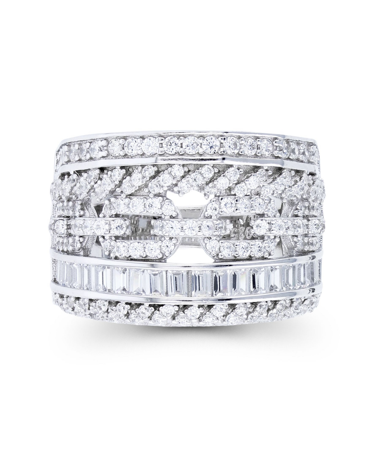 Click here for Cubic Zirconia Round and Baguette Chain Link Ring... prices