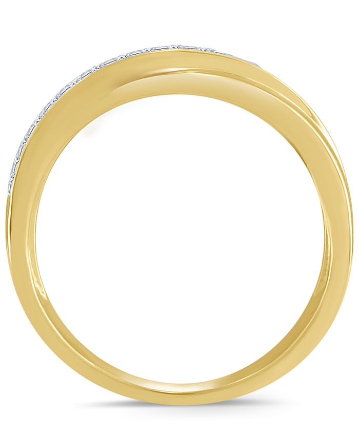 Macy's Diamond Diagonal Band (1/5 ct. t.w.) in 10K Gold, 10K White Gold ...