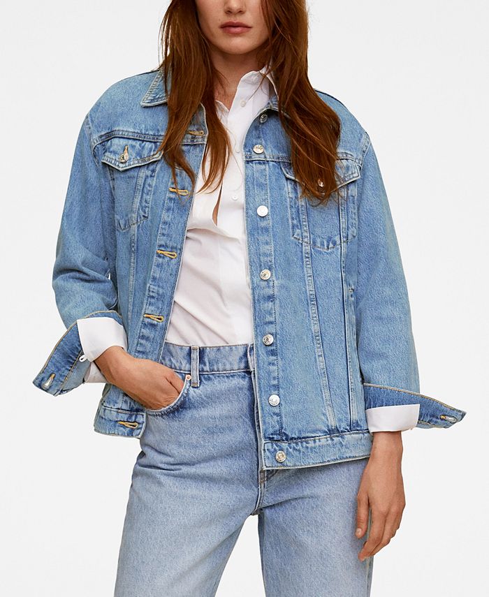 MANGO Women's Oversize Denim Jacket - Macy's
