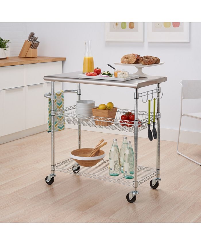 TRINITY Ecostorage 34" Stainless Steel Kitchen Cart - Macy's