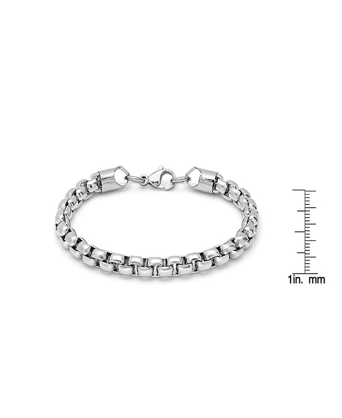 STEELTIME Men's Stainless Steel Thick Round Box Link Bracelet - Macy's