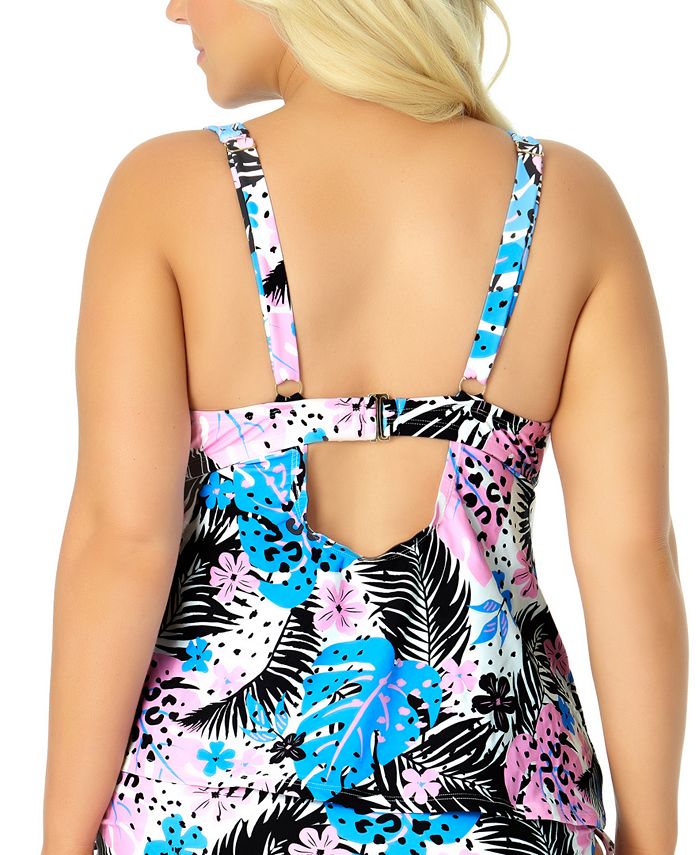 California Waves California Waves Trendy Plus Size Cinch Front Floral