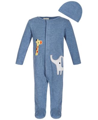 First Impressions Baby Boys 2-Pc. Safari Footed Coveralls & Hat Set, Created for Macy's - Macy's