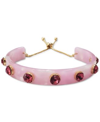 Gold-Tone Pink Crystal Resin Slider Bracelet, Created for Macy's - Macy's