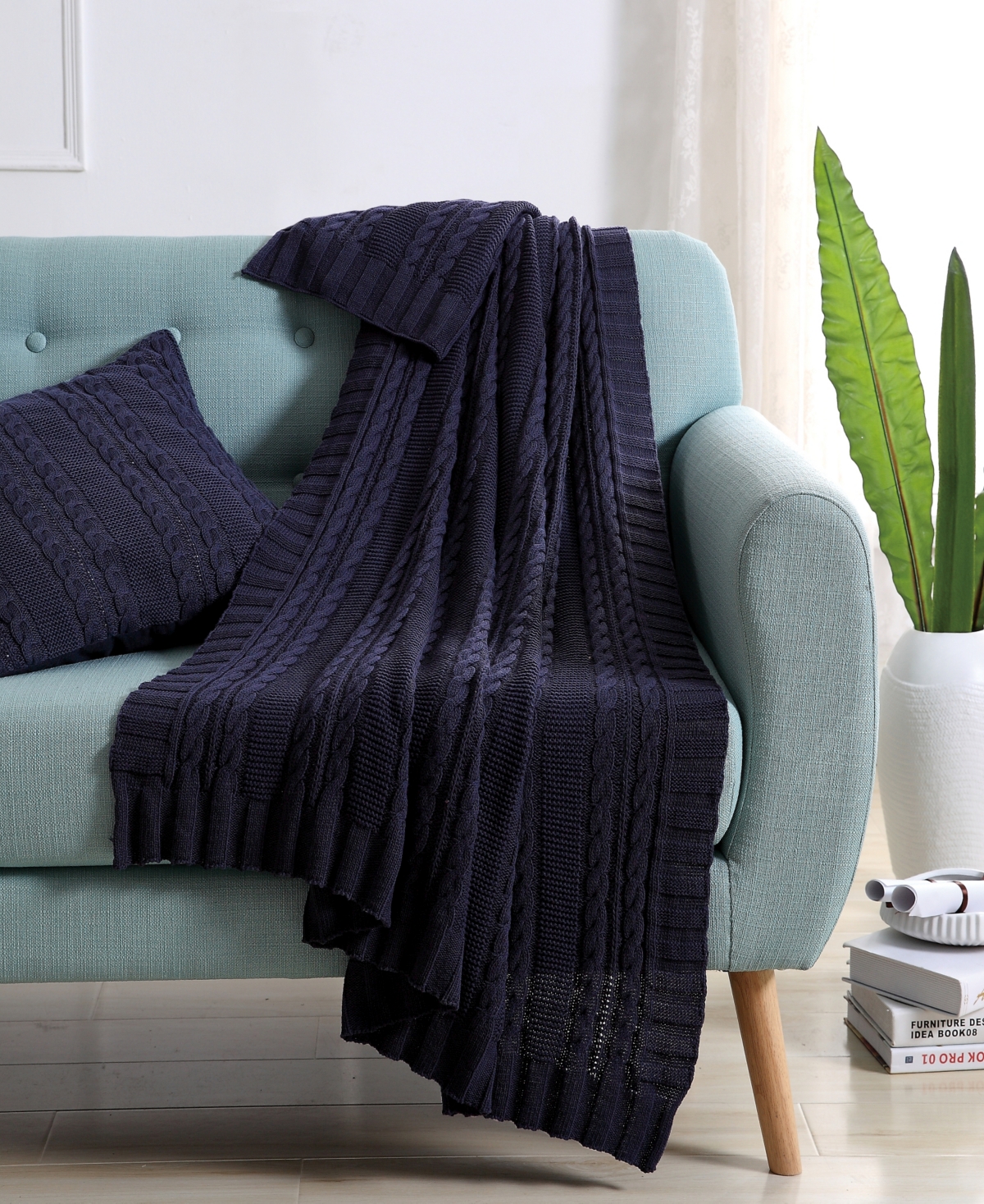 Click here for Vcny Home Dublin Cable Knit Throw  50 x 70 - Navy prices