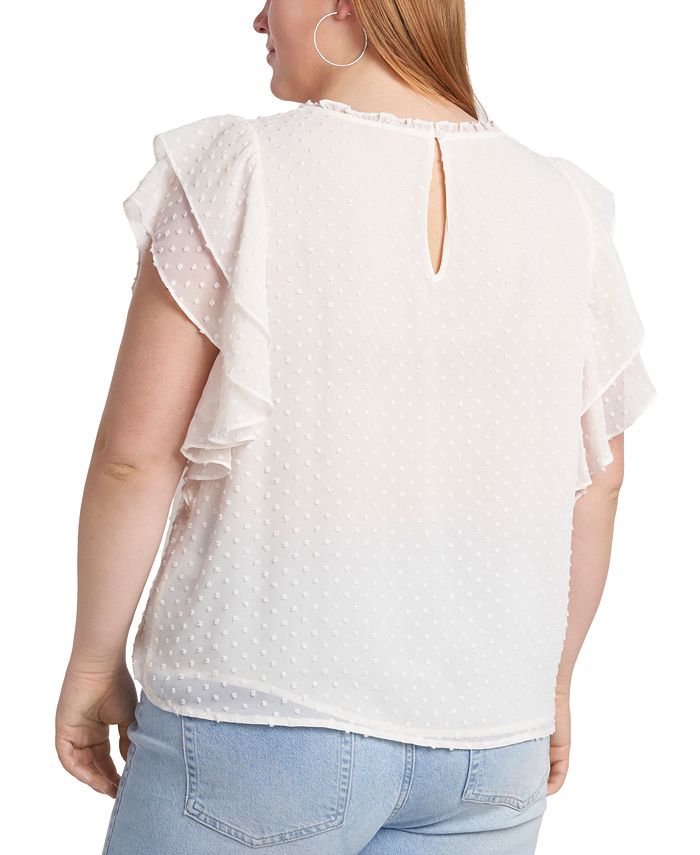 1 State Plus Size Swiss Dot Flutter Sleeve Top Macys