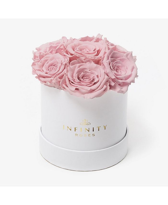 Infinity Roses Round Box of 7 Pink Real Roses Preserved To Last Over A ...