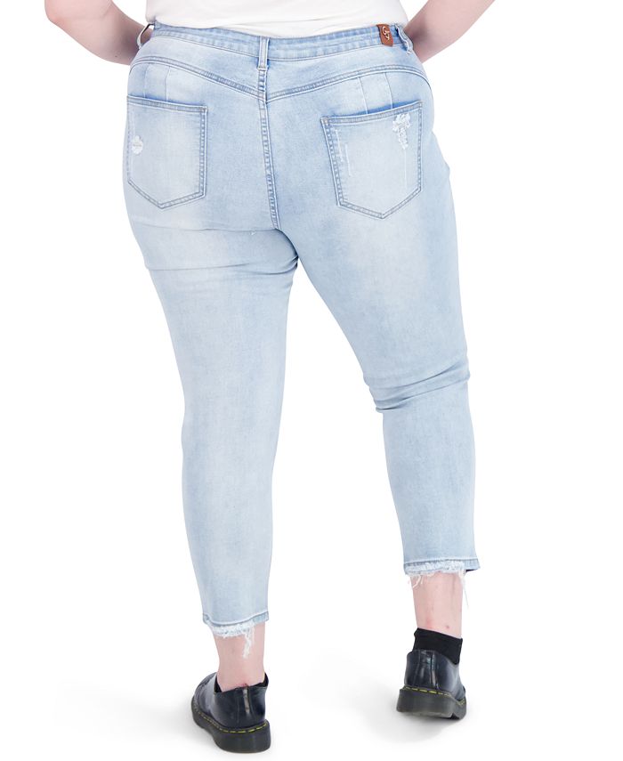 Gogo Jeans Trendy Plus Size Four-Button Destructed High-Rise Skinny ...