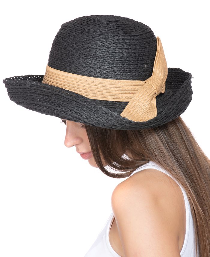 INC International Concepts Straw Bow Kettle Hat, Created for Macy's ...