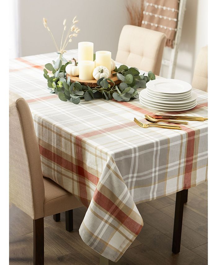 Design Imports Thanksgiving Cozy Picnic, Plaid Tablecloth, 52" x 52 ...