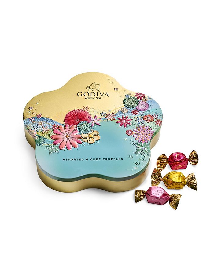 Godiva Spring Assorted G Cube Flower Tin, 32 Pieces - Macy's