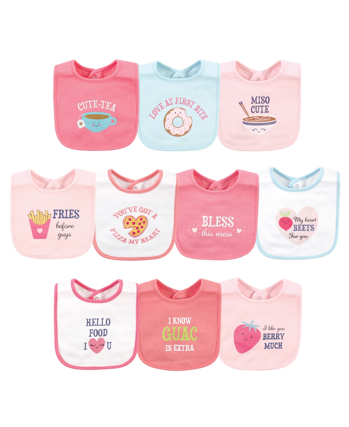 Click here for Hudson Baby Infant Girl Cotton Bibs - Food puns gi... prices
