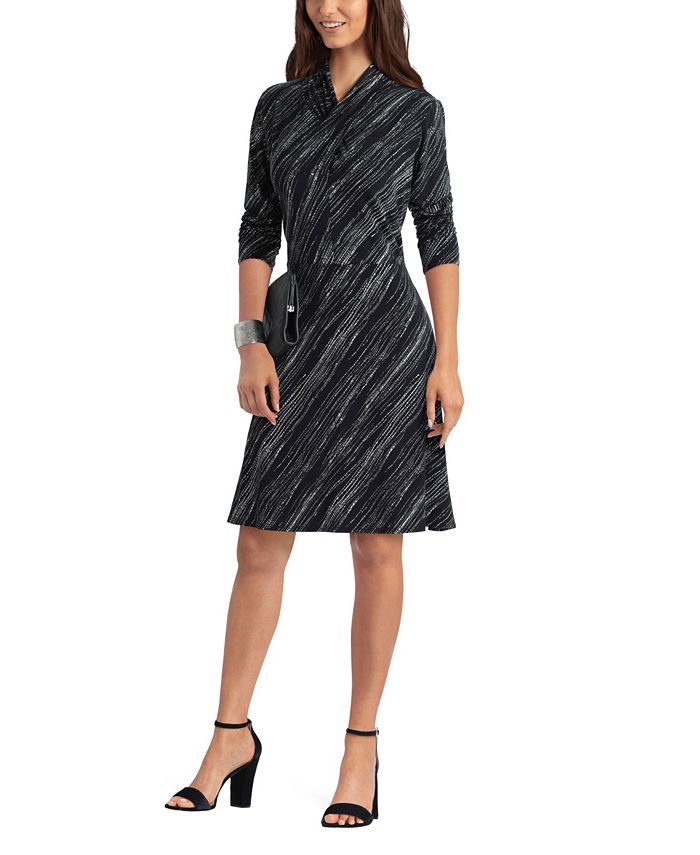 H Halston Women's Crossover Neck Dress & Reviews - Dresses - Women - Macy's