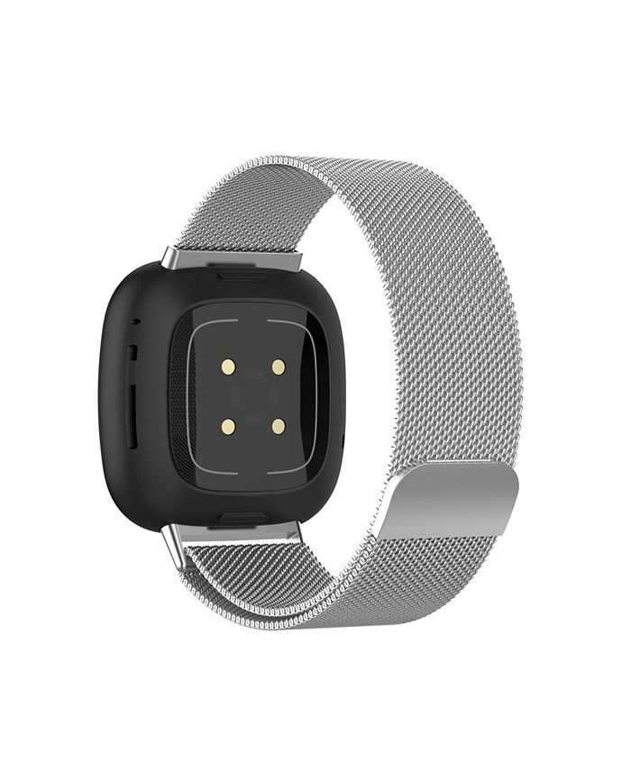 Posh Tech Men's and Women's Silver-Tone Metal Loop Band for Fitbit ...
