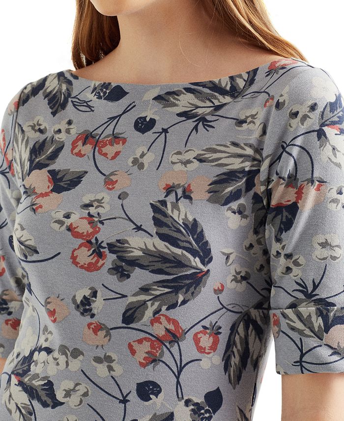 Lauren Ralph Lauren Floral Stretch Cotton Midi Dress - Macy's