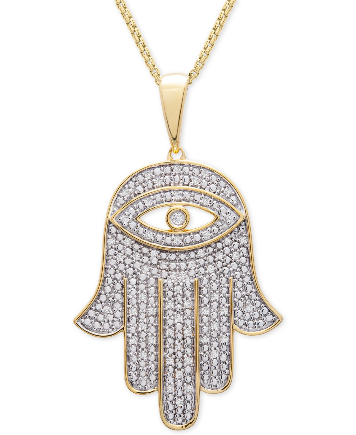 Click here for Mens Diamond Hamsa Hand 22 Pendant Necklace (1/4 c... prices
