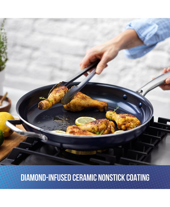 Blue Diamond Family Feast Diamond-Infused Ceramic Nonstick 14" Frying ...