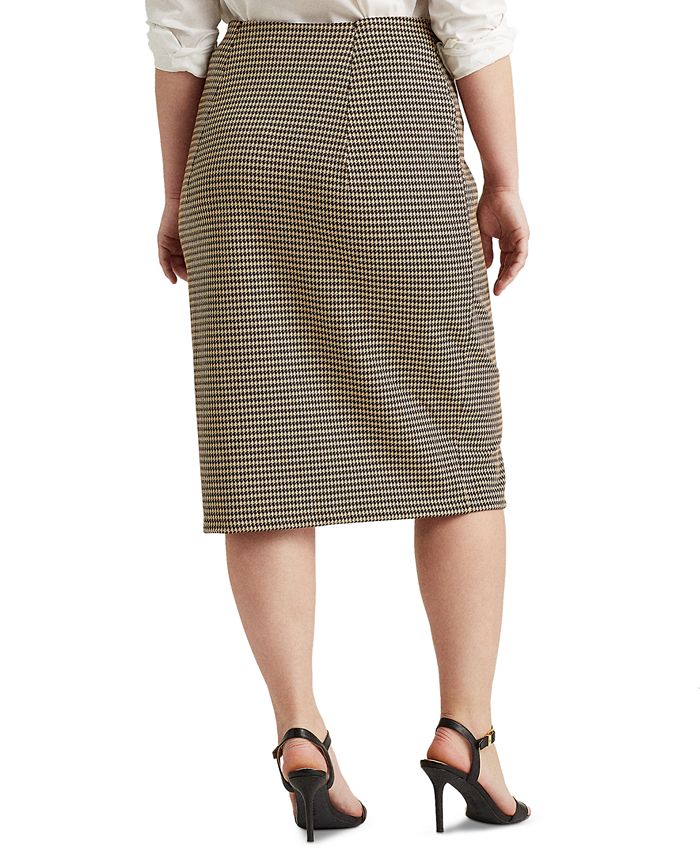 Lauren Ralph Lauren Plus Size Houndstooth-Print Skirt - Macy's