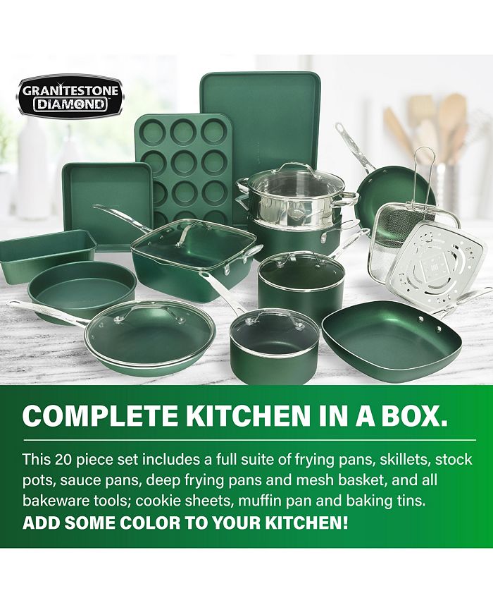 Granite Stone Diamond Titanium Diamond Infused Nonstick 20-Pc. Complete ...