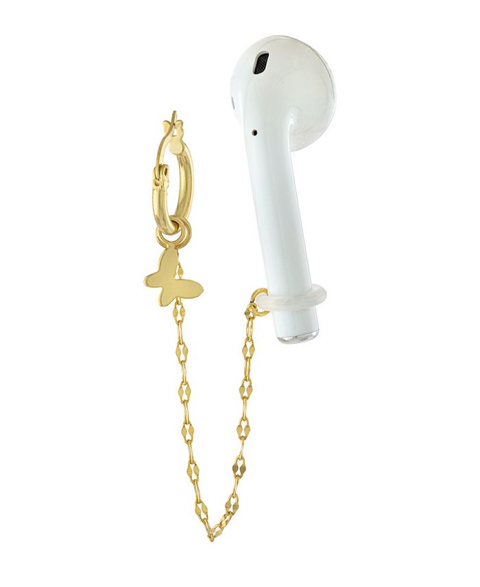 Macy's Cubic Zirconia Studs and Hoop Chain Drop Air Pods Holder in Gold ...