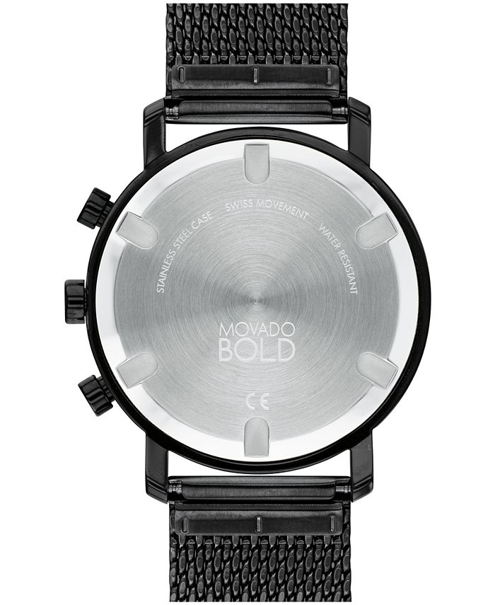 Movado Men's Swiss Chronograph Bold Verso Black Ion-Plated Steel Mesh ...