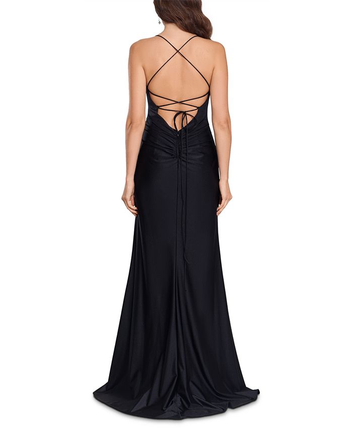 XSCAPE Side-Gathered High-Slit Dress - Macy's