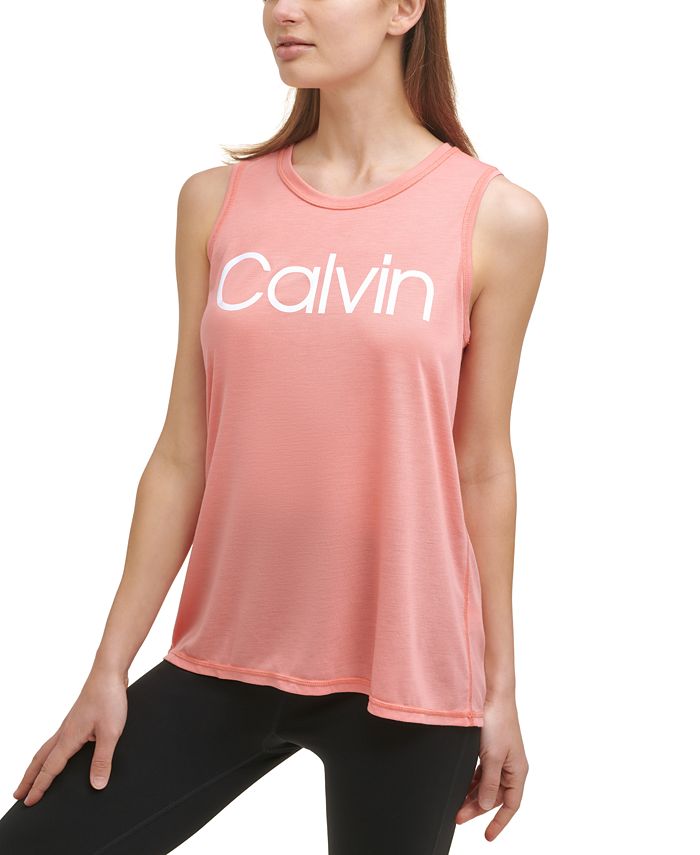 Calvin Klein Logo Racerback Tank Top - Macy's