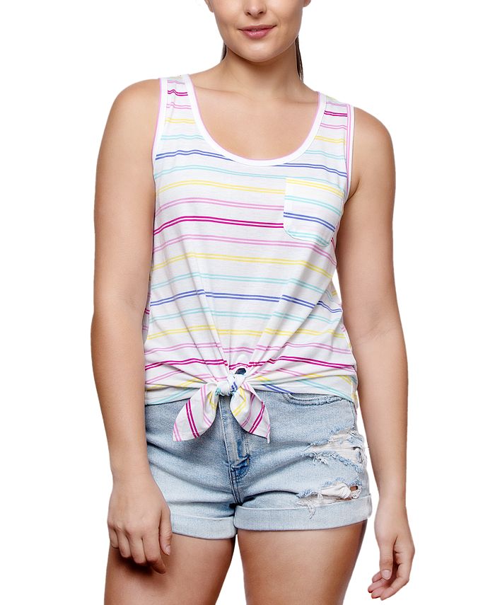 Rebellious One Juniors' Stripe-Print Tie-Front Tank Top - Macy's