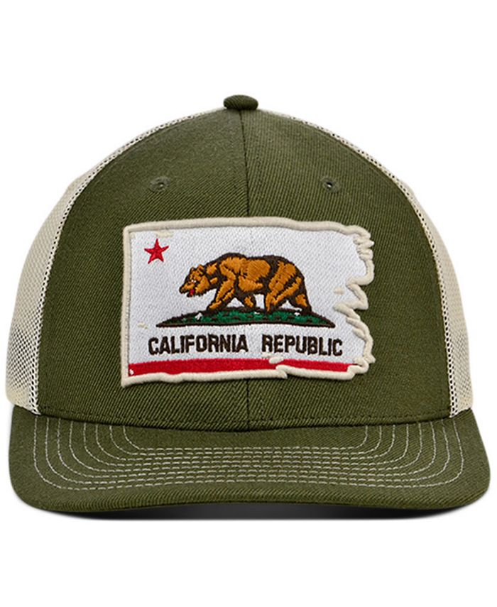 Lids Local Crowns CALIFORNIA Torn and Tattered Flag Curved Trucker Cap ...
