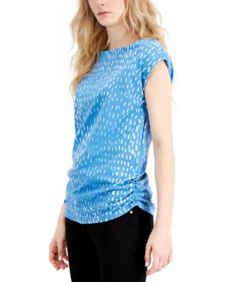 Alfani Plus Size Printed Cap-Sleeve Top, Created for Macy's - Macy's