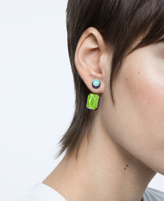 Swarovski Gold-Tone Crystal Reversible Front & Back Earrings - Macy's