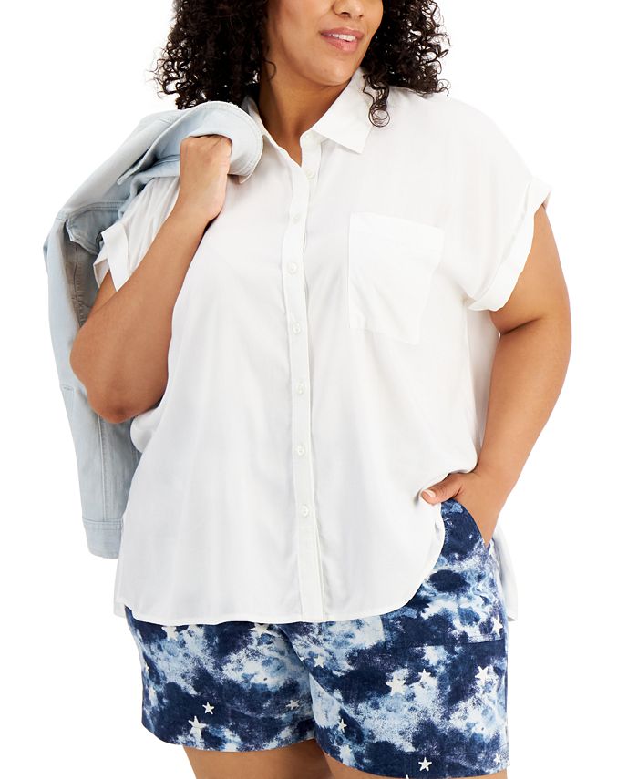 Style & Co Plus Size Camp Shirt, Created for Macy's - Macy's