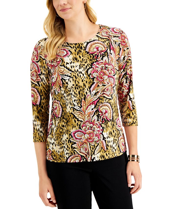 Macy's JM Collection Mixed Print Top, Created for Macy's - Macy's